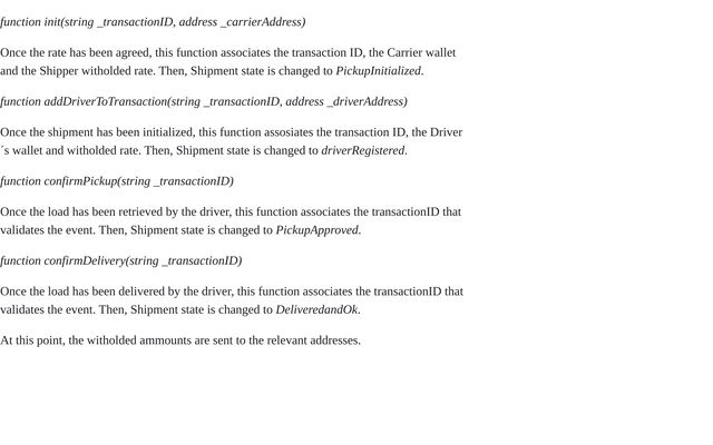 logisticsContract.sol Documentation / Dexfreight Developers | Observable