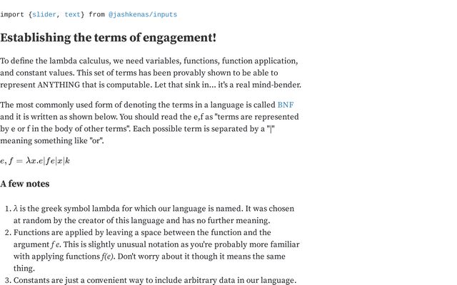Let's build the lambda calculus / Steven Kane | Observable