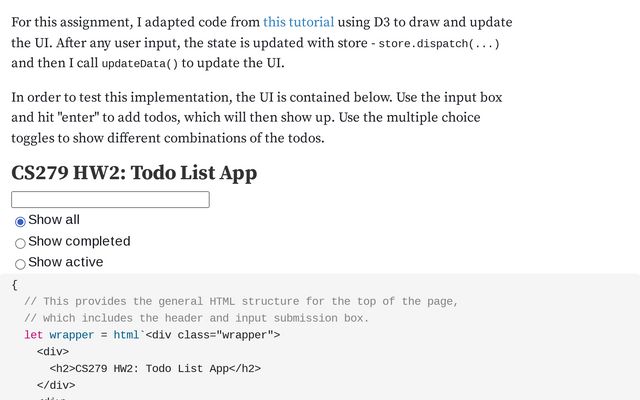 CS279 HW2: Todo List in ObservableHQ / Kat Zhang | Observable