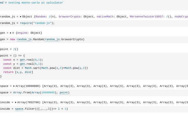 testing monte-carlo pi calculator / Aron Gabor | Observable