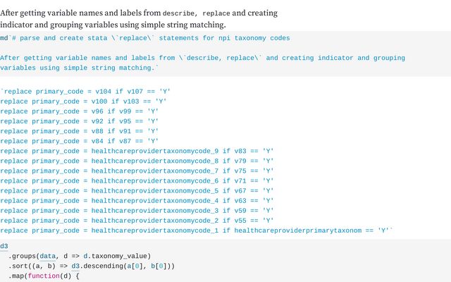 Parse And Create Stata Replace Statements For Npi Taxonomy Codes Evan Galloway Observable
