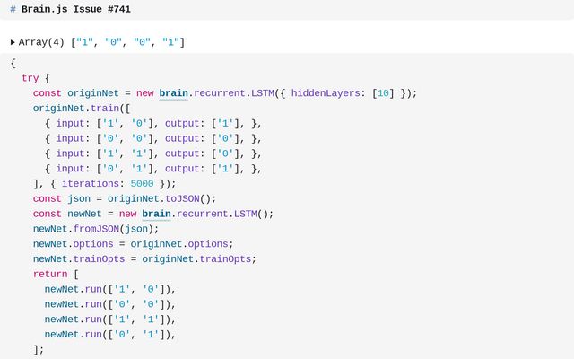 Brain.js Issue #741 / bigclap | Observable