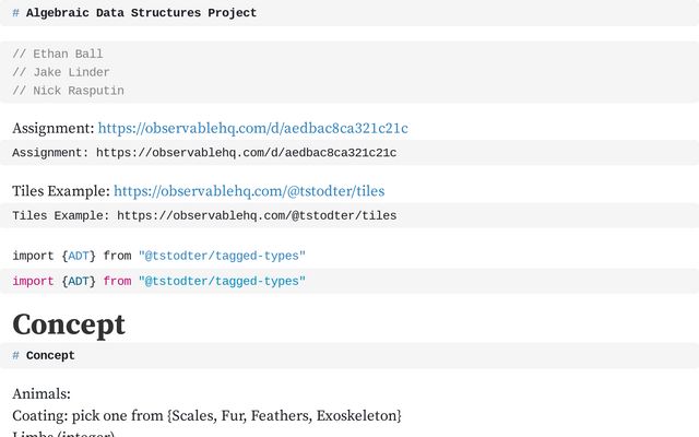 Algebraic Data Structures Project / Ethan Ball | Observable
