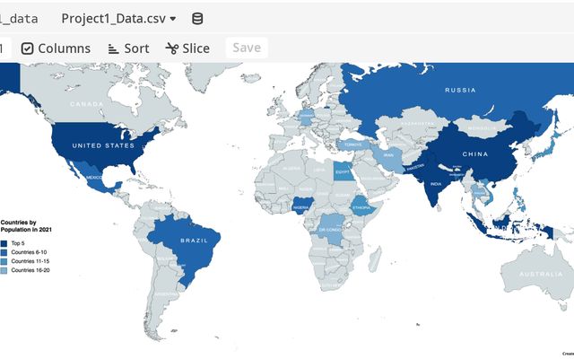 Top 20 Countries in Population / Maggie Wade's Workspace | Observable