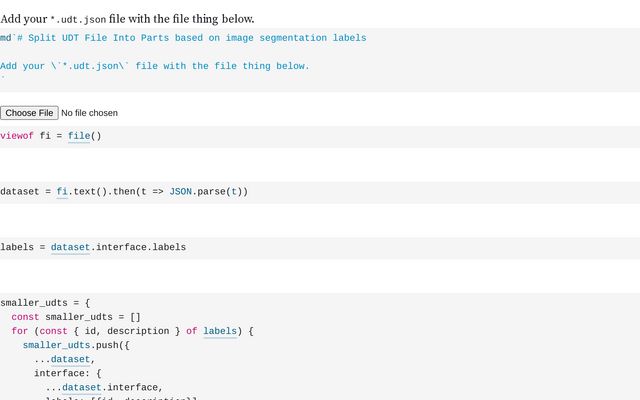 Split UDT File Into Parts based on image segmentation labels / wao.ai | Observable