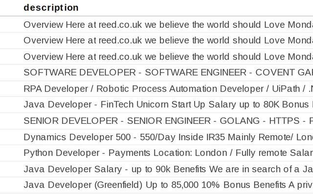 Data scraping results / Sebastian Andreasson | Observable