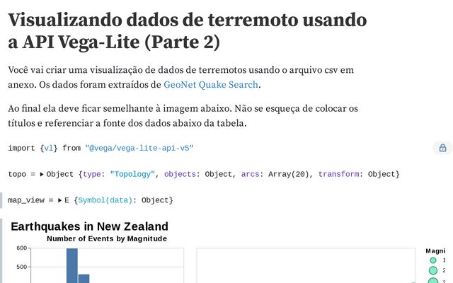Visualizando dados de terremoto usando a API Vega-Lite (Parte 2) / Alef Thiago Farias | Observable