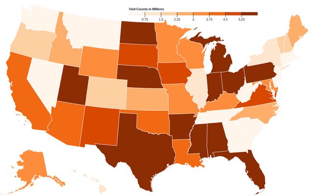 Visit Count by State Map / Prabal Man Dhaubhadel | Observable