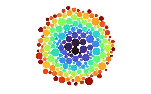 Force layout phyllotaxis arrangement / D3 / Observable