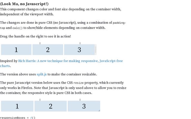 CSS Responsive Component / Rich Harris | Observable